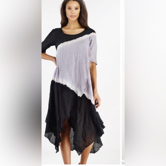 Luna Luz | Dresses | Luna Luz Linen Gauze Raw Asymmetrical Maxi Dress M ...